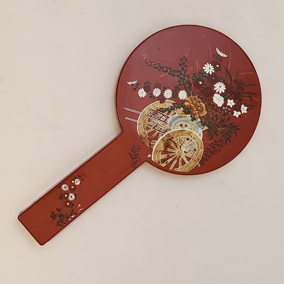 Accents | Vintage Red Hand Mirror With Asian Design | Poshmark